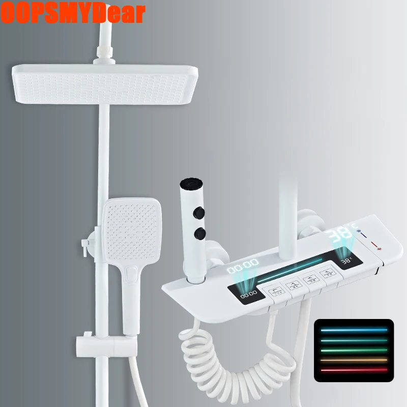 Ambient-LED-Digital-Rain-Shower-Faucet-Bathroom-Hot-Cold-Mixer-Square ...