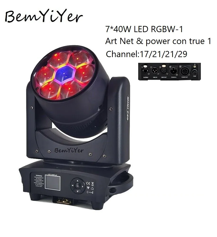 Mini-7x40W-led-Artnet-powercon-true-1-Zoom-Wash-CTO-moving-head-stage ...