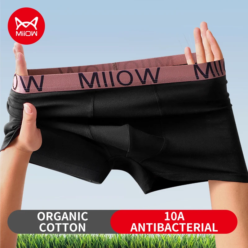 MiiOW 3Pcs Cotton Men Underwear 10A Antibacterial Crotch Men's Panties ...