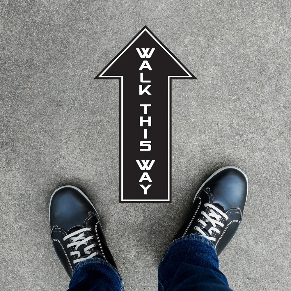 Walk This Way Arrow Social Distancing Floor Decal Sticker Vinyl Office ...