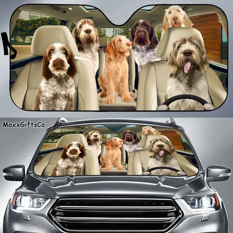 Spinone Italiano Car Sun Shade, Dogs Windshield, Dogs Family Sunshade ...