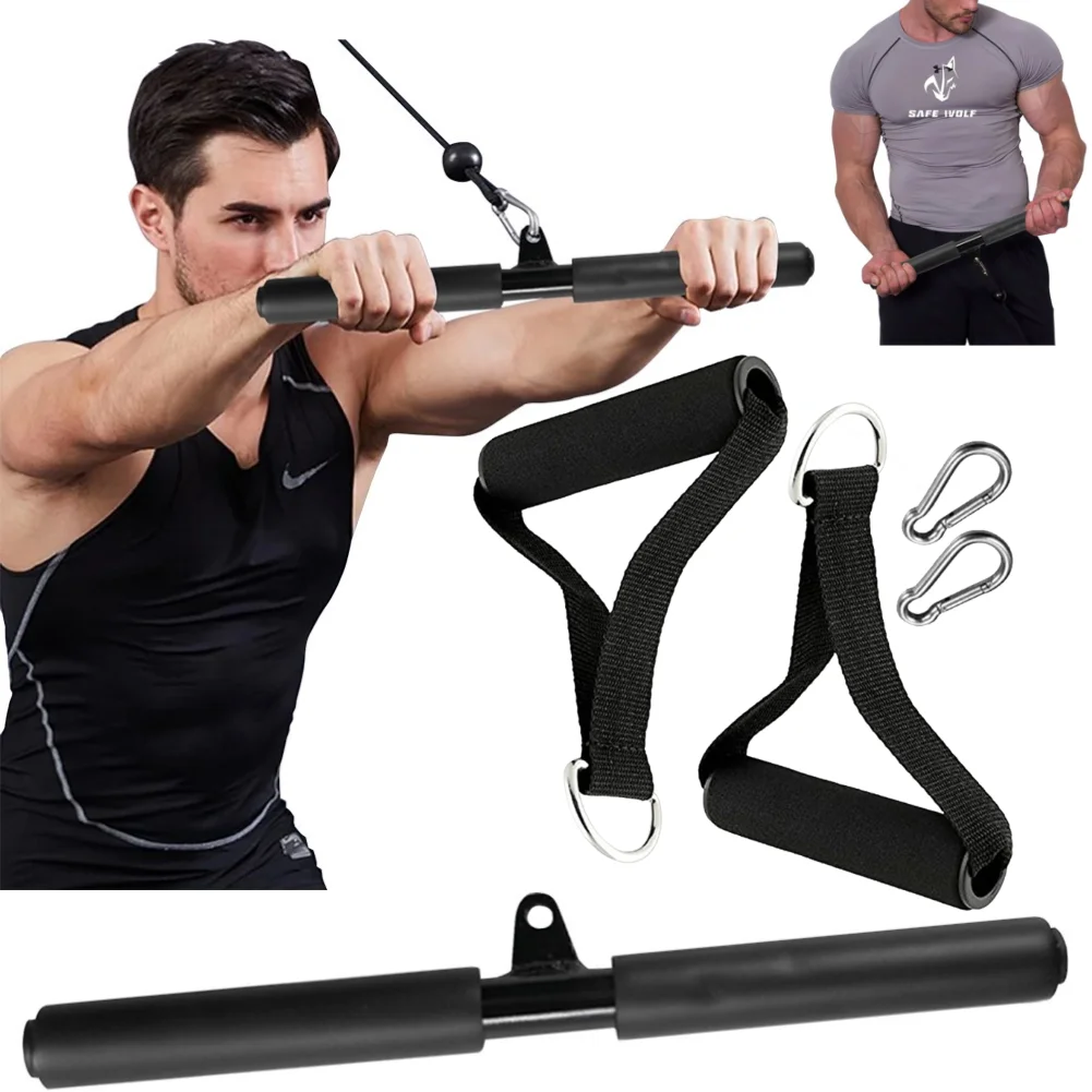 Gym Rotating Straight Bar with Non-Slip Grip Triceps Biceps Training ...