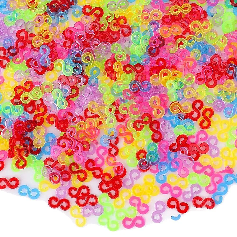 500-1000pcs-Hook-S-Clips-Loom-Rubber-Band-Plastic-Jewelry-Connectors ...