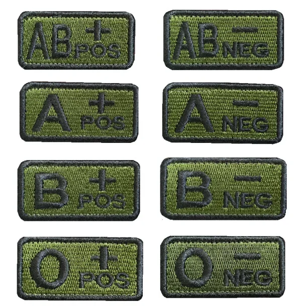 Olivedrab-Blood-Types-Patch-Hook-Loops-Back-Military-Arm-badge-Eight ...