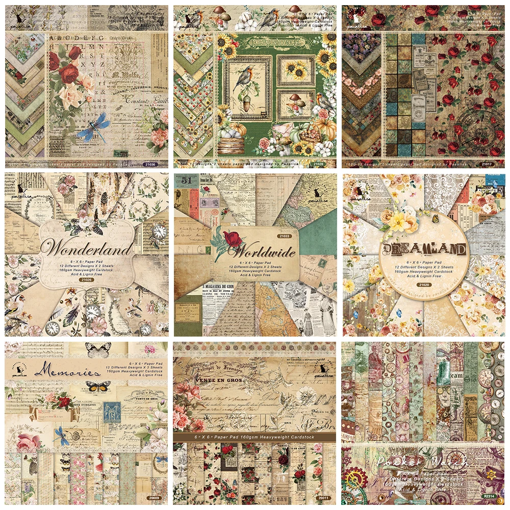 12-Sheets-Retro-Scrapbook-Decorative-Paper-for-DIY-Scrapbooking-Diary ...