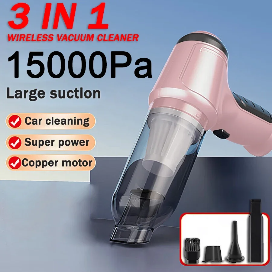 15000PA-Pink-Car-Vacuum-Cleaner-Portable-Wireless-Hand-held-Cleaner-for ...