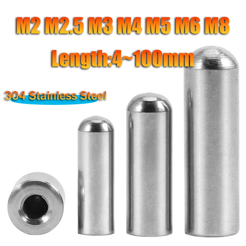 M2~M8 Internal Thread Round Head Cylindrical Pin 304 Stainless Steel ...
