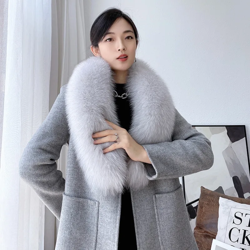 Cuello-de-piel-de-zorro-Real-para-hombres-y-mujeres-abrigo-chaqueta ...