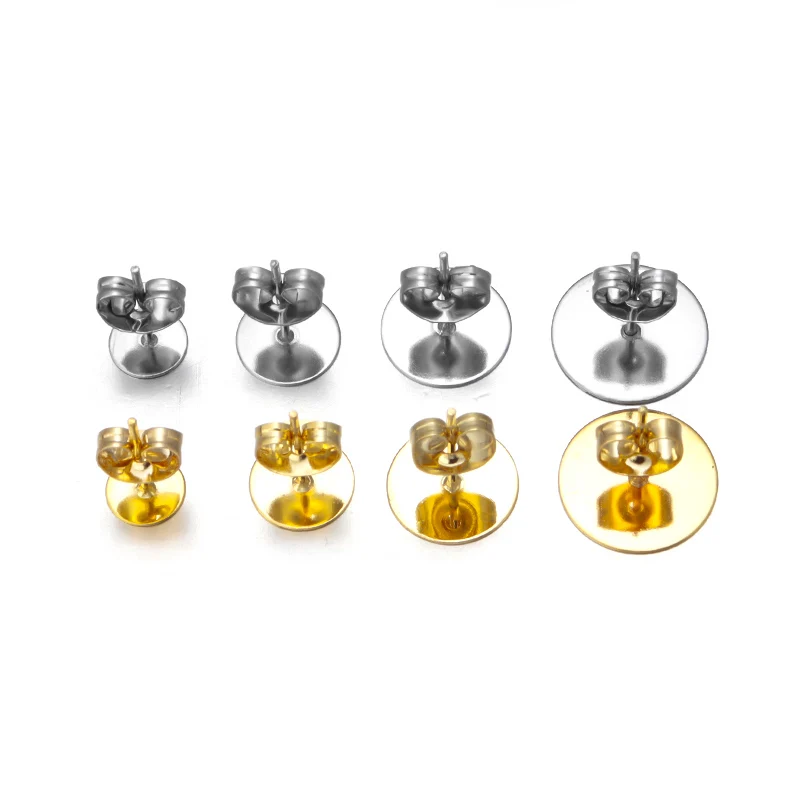 50pcs Blank Post Earring Studs Base Pin With Earring Plug Ear Back ...