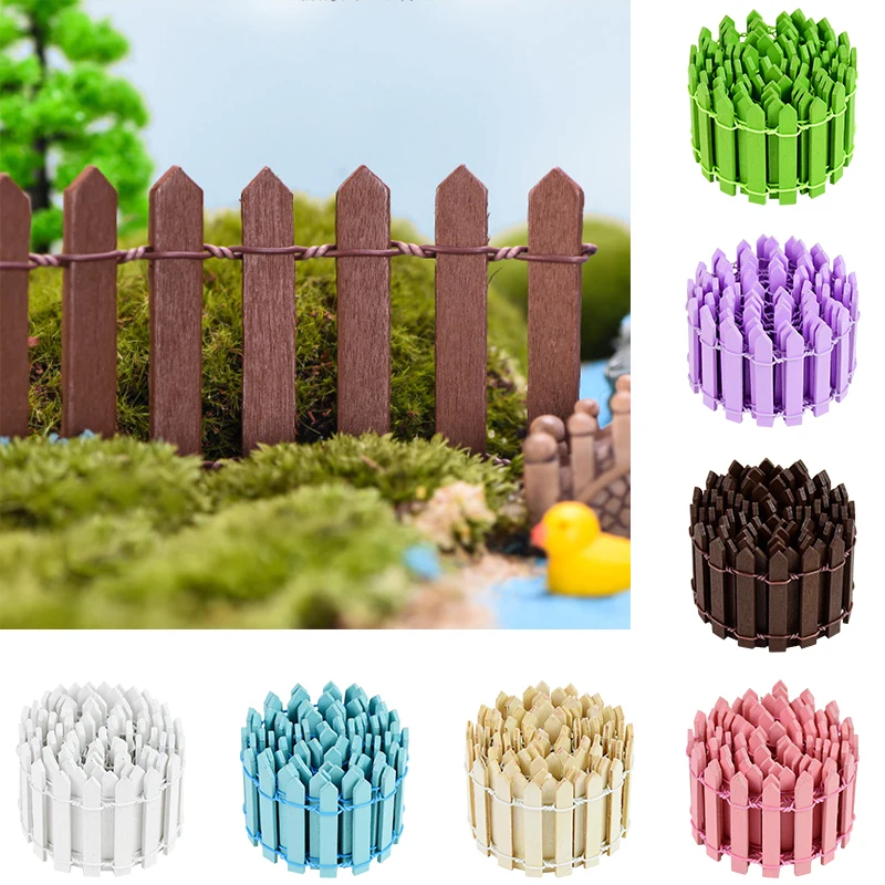 100*5cm/3cm Mini Wooden Fence DIY Miniature Fairy Garden Wood Barrier ...