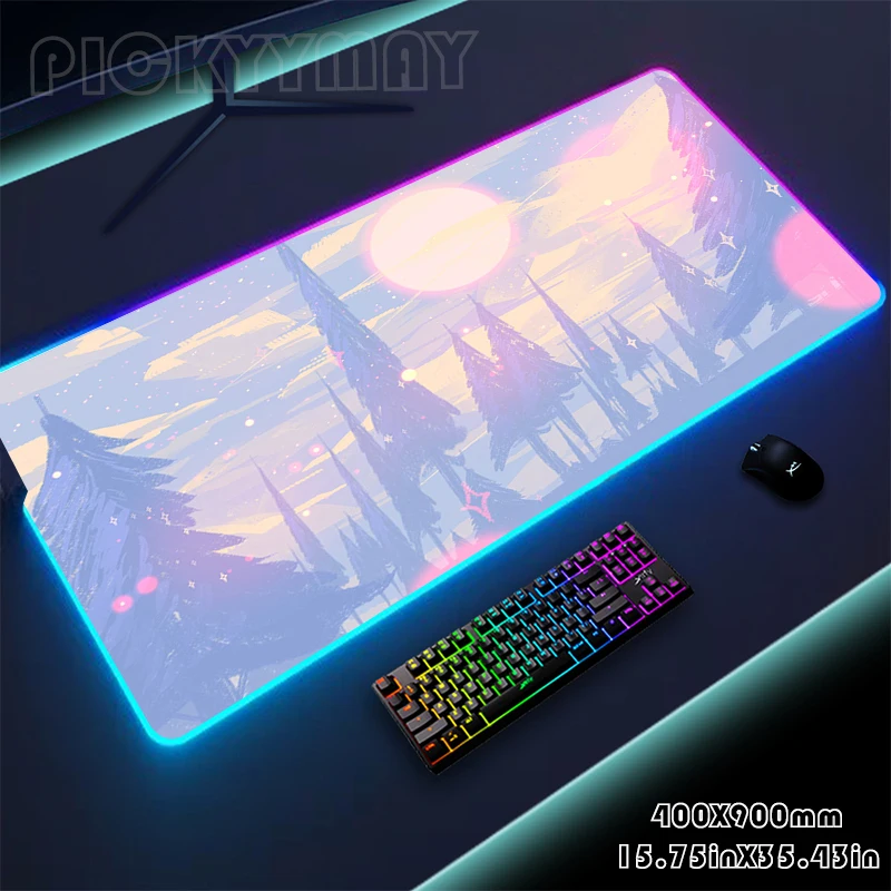 Girl-Large-RGB-Mouse-Pad-Gaming-Mousepad-LED-Mouse-Mat-Pink-Gamer-Desk ...