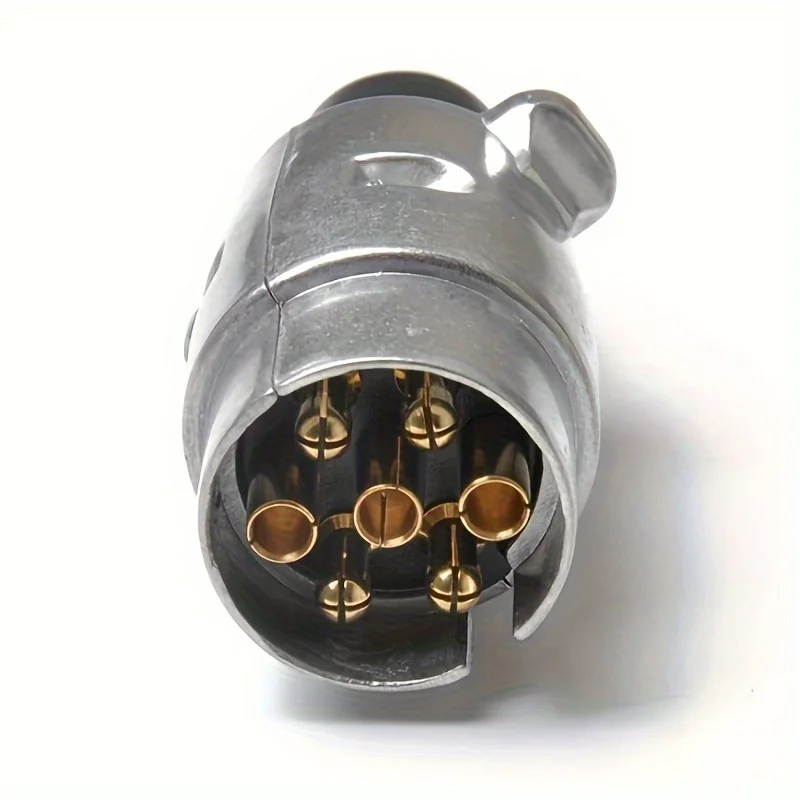 7 Pin Metal Trailer Plug Towbar Towing Lights Socket Car Van Caravan ...