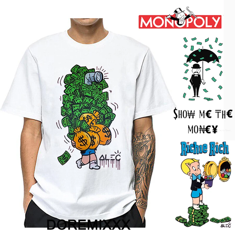 Dollar-Alec-Monopoly-90s-Vintage-Unisex-Black-Tshirt-Men-T-Shirt ...