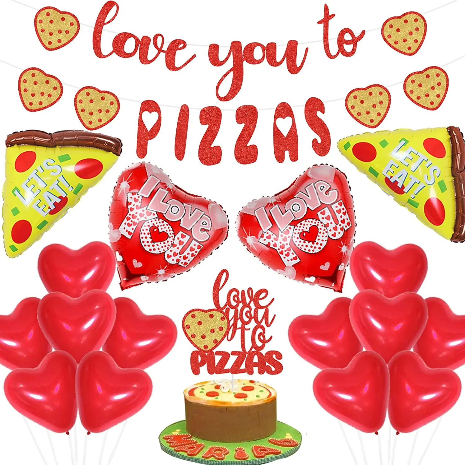 Pizza-Theme-Party-Decorations-Glitter-Banner-for-Valentine-Anniversary ...