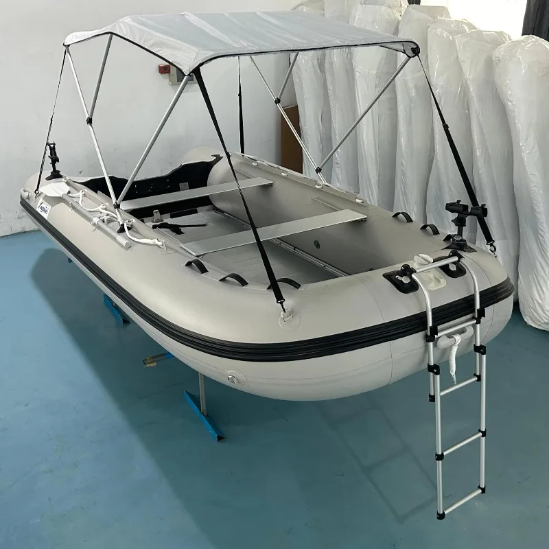4M 4.2m grey aluminum floor inflatable boat 6 people lake river sea ...