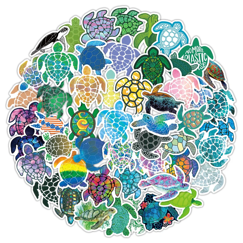 50/100Pcs INS Novelty Cartoon Sea Turtle Stickers PVC Waterproof ...