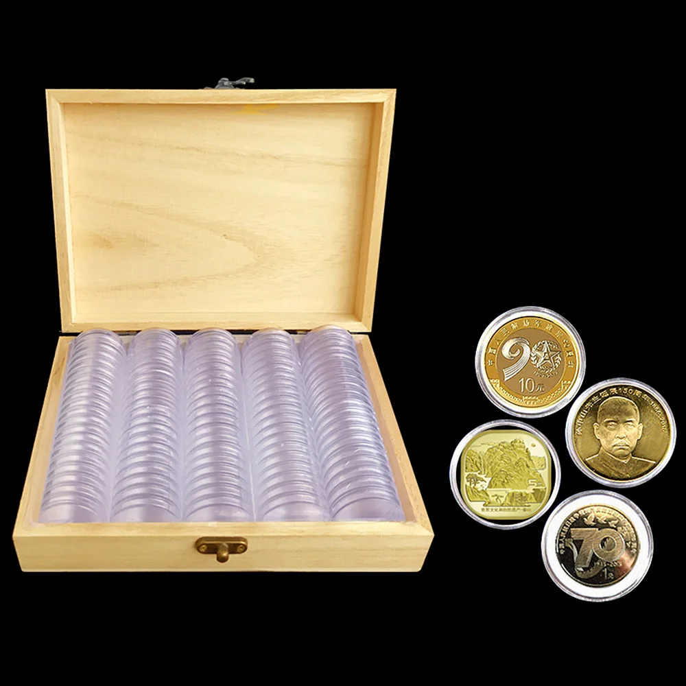 100PC-30mmRound-Box-Wood-Coins-Collection-Box-For-Coins-Storage ...