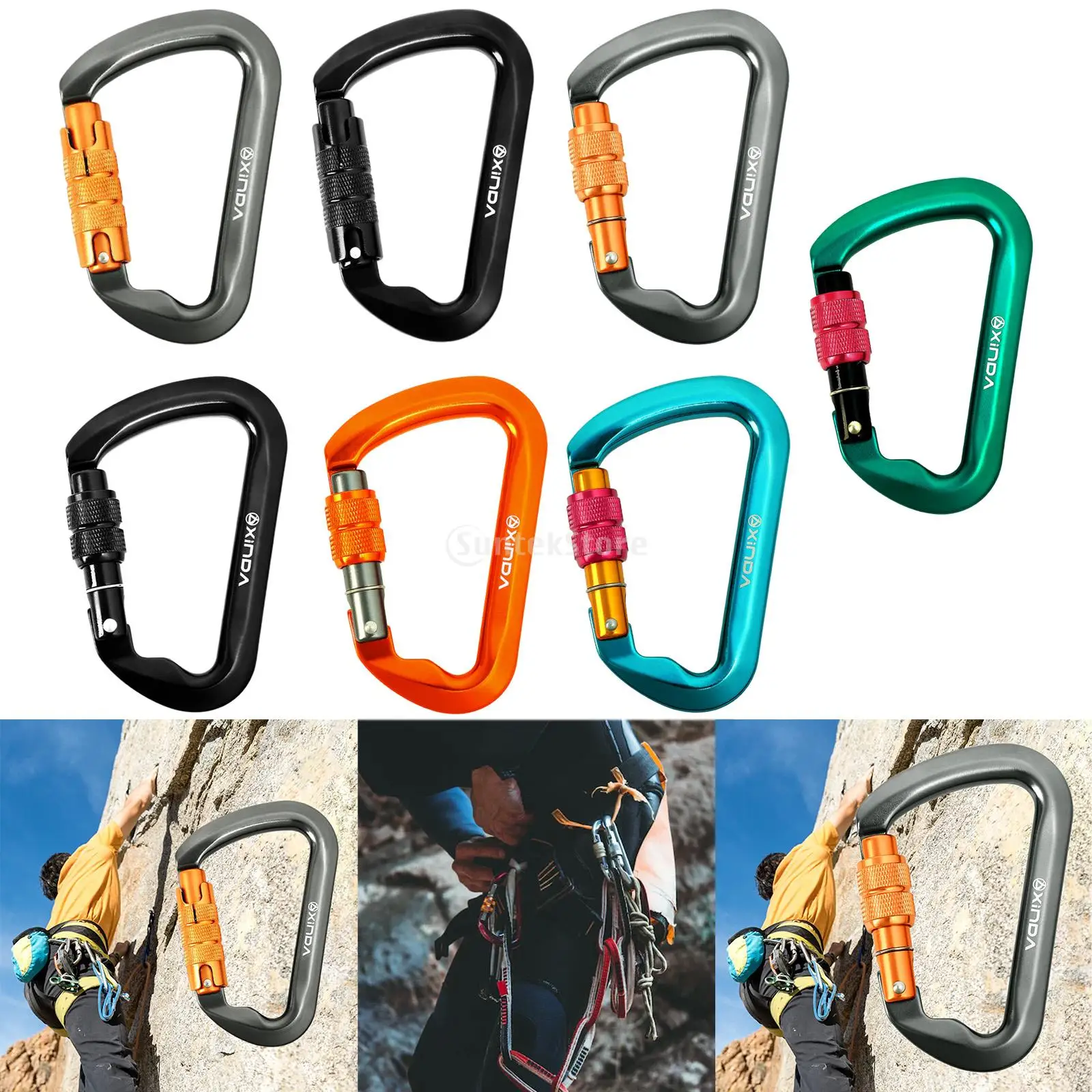 25/30KN HEAVY DUTY Screw Locking Carabiner For Rock Tree Climbing ...
