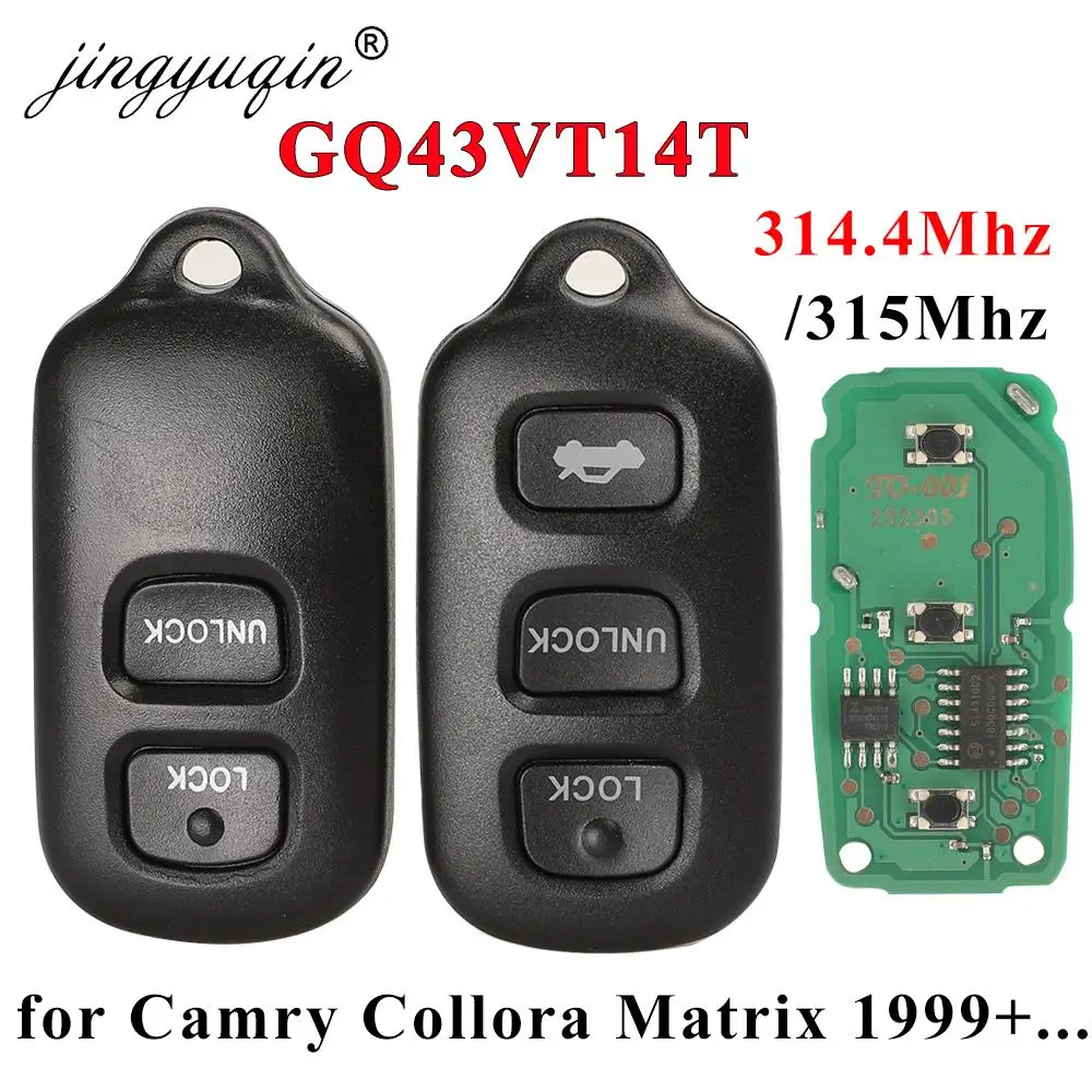 jingyuqin GQ43VT14T 314.4Mhz Remote Control Car Key for Toyota Camry ...
