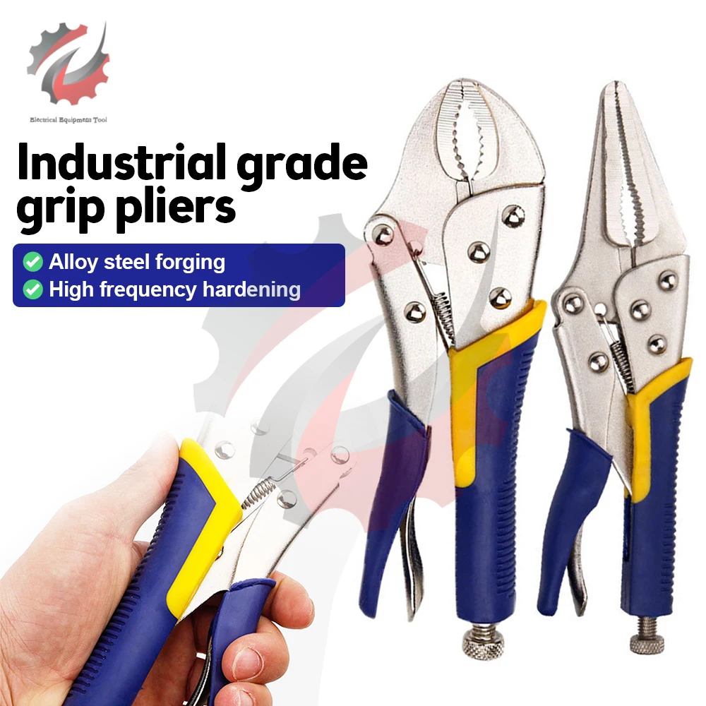 9-Inch-10Inch-Curved-Jaw-Locking-Pliers-with-Wire-Cutter-Grip-Straight ...