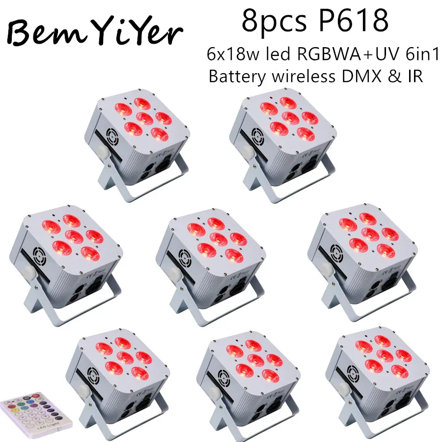 8pack-6-18W-led-battery-Par-Uplight-Wireless-DMX-IR-control-RGBWA-UV ...