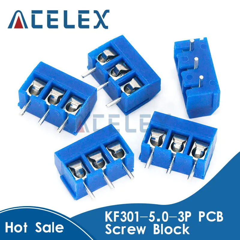 20 개/몫 KF301 3P KF301 5.0 3P KF301 나사 3Pin 5.0mm 스트레이트 핀 PCB 스크류 블록 블루 ...