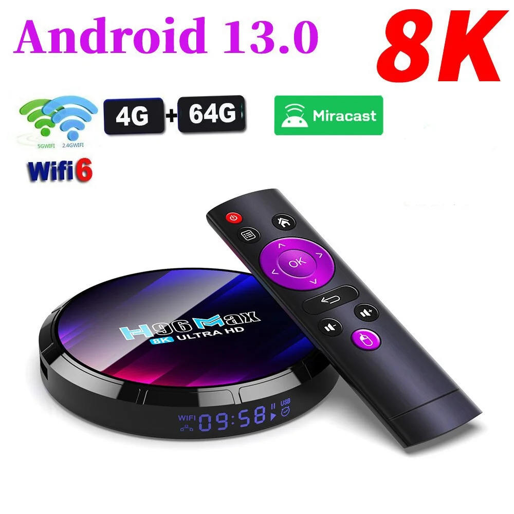 H96 MAX RK3528 Caixa de TV inteligente, Android 13, Rockchip 3528 ...