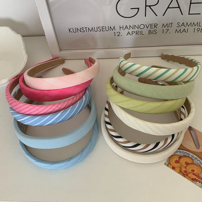 1/3pcs Colorful Stripes Plaid Headbands Sponge Thin Hairbands Spring ...