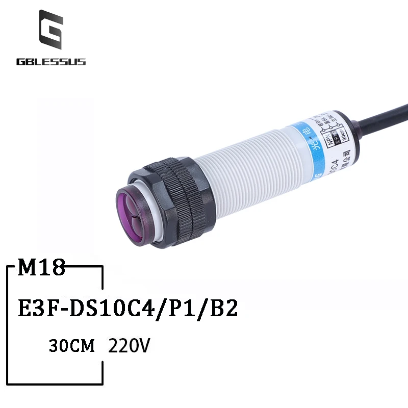 Round-M18-Diffuse-Reflection-Photoelectric-Switch-E3F-DS10C4-Three-wire-NPN-E3F-DS10B2-24V ...