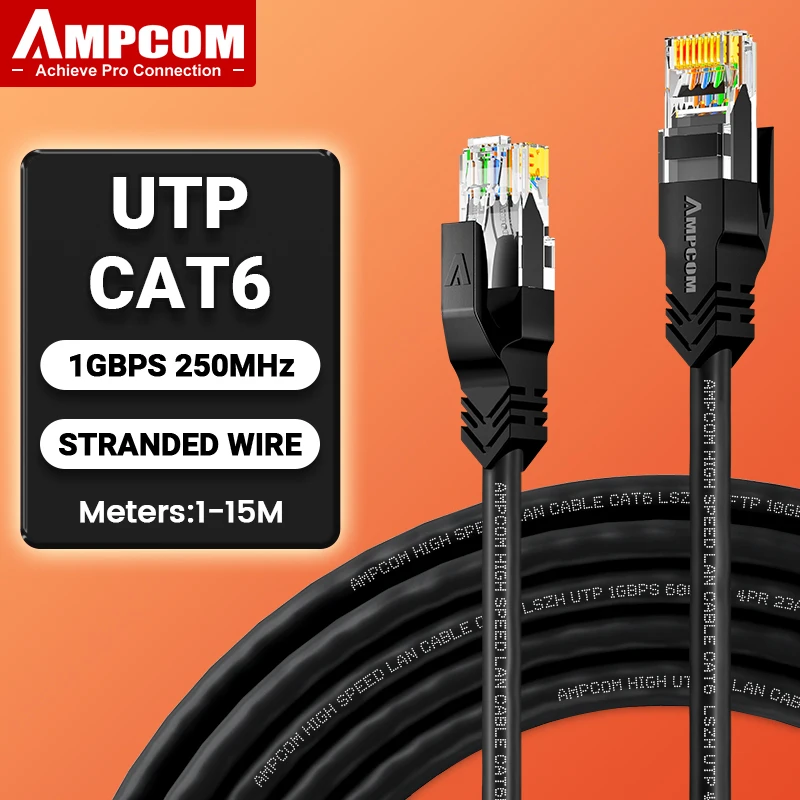 AMPCOM kabel Ethernet RJ45 Cat6 przewód Lan (24AWG) UTP CAT 6 RJ 45 ...