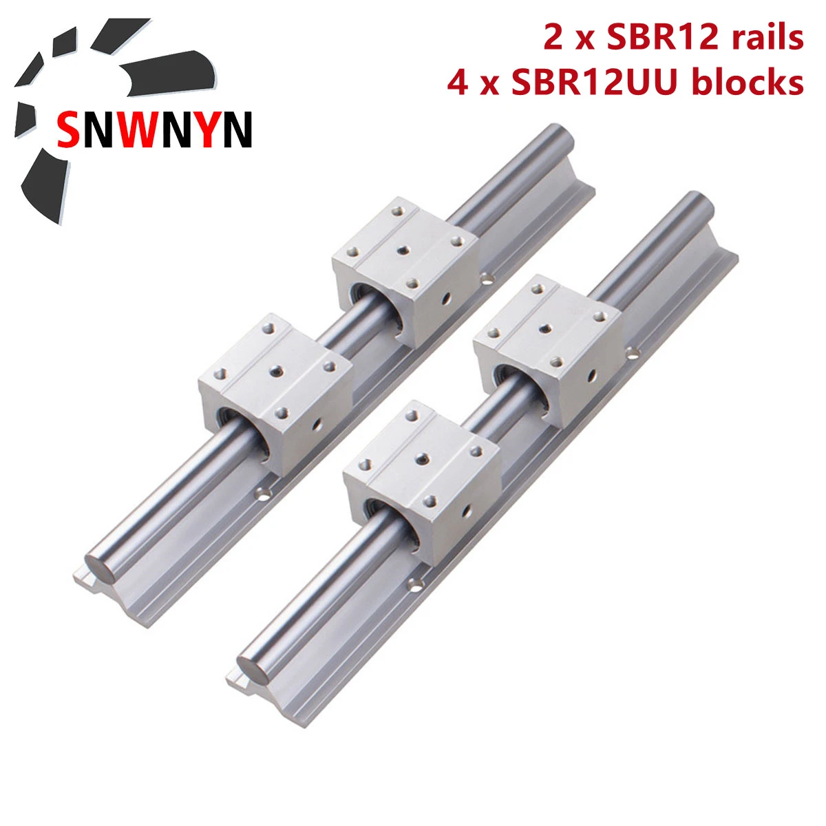 2 Pcs Sbr12 Linear Rail Guide Slide+4pcs Sbr12uu Bearing Block Length 300 500 600 800 1000 1200 ...