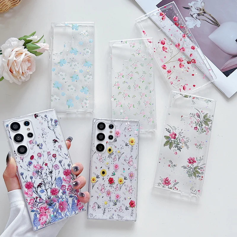 Glitter-Cute-Flower-Painted-Clear-Phone-Case-For-Samsung-S24-S23-S22-Ultra-S21-S20-FE.jpg