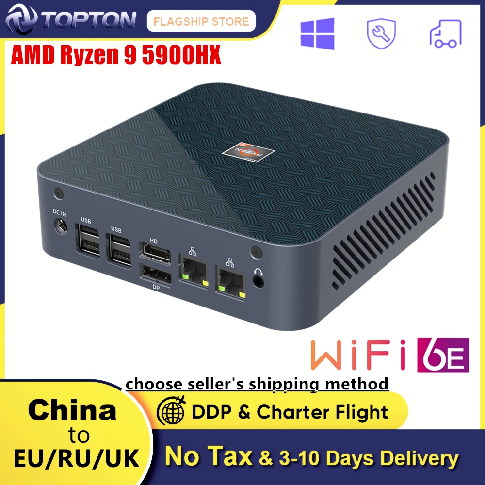 Topton S500+ Nuc Gaming Mini Pc Amd Ryzen 9 5900hx 7 5800u 2*ddr4 Nvme Ssd 2.5g Lan Micro ...