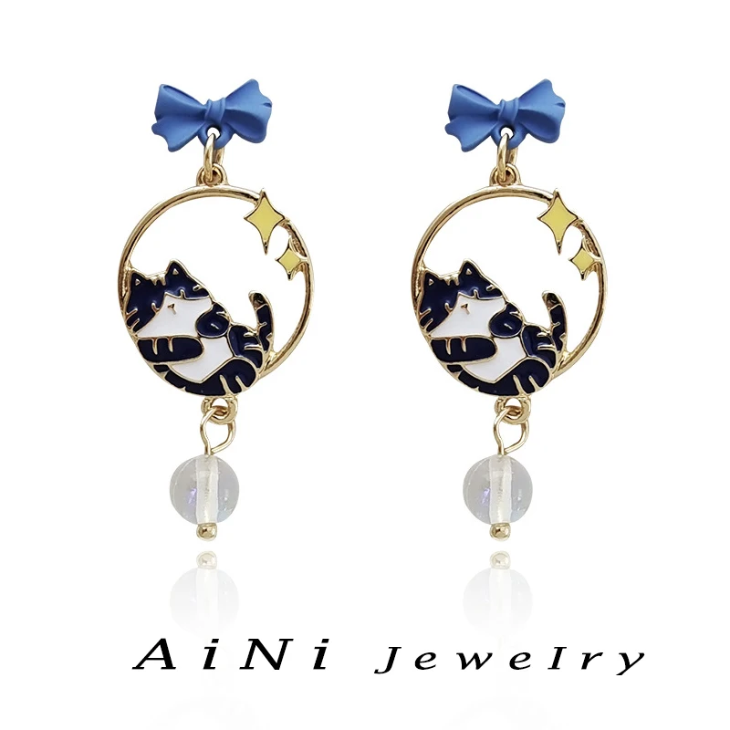 Lovely-Jewelry-925-Silver-Needle-Blue-Boknow-Earrings-Cartoon-Cute ...