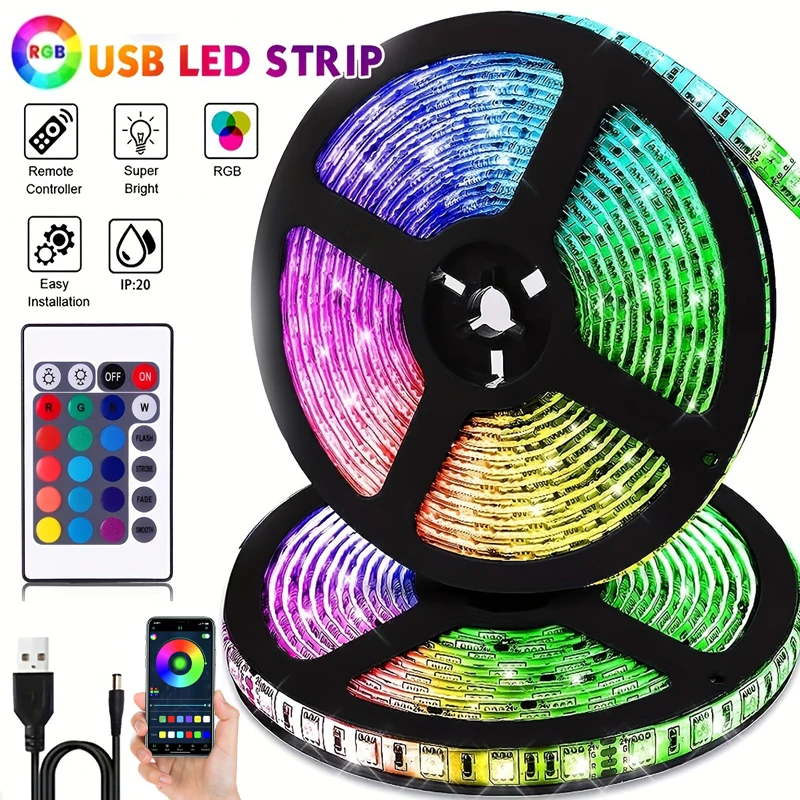 LED-RGB-Color-Strip-Lights-para-decora-o-de-quarto-TV-Backlight-para-o ...