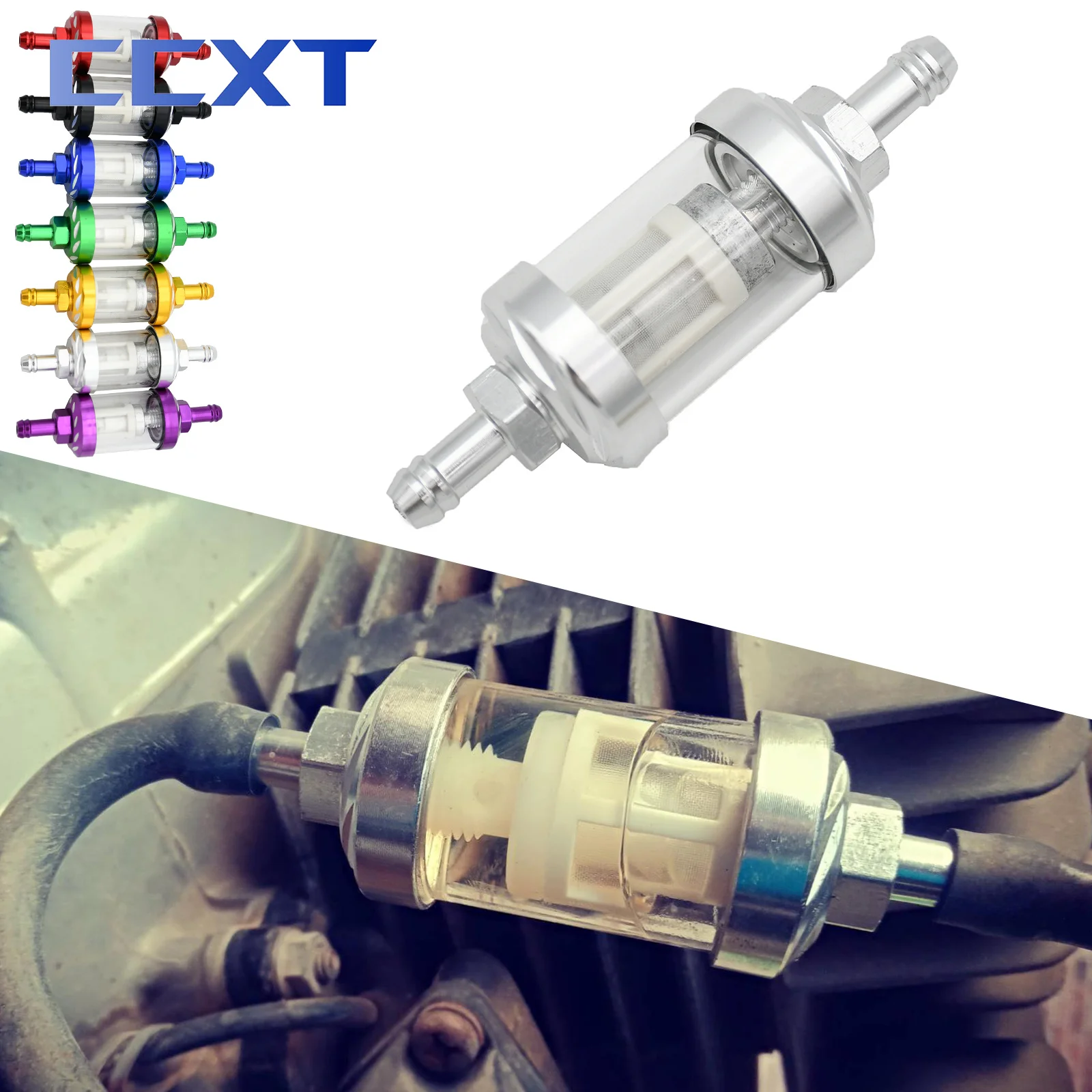 Motorcycle-CNC-8mm-Glass-Gas-Fuel-Gasoline-Oil-Filter-For-ATV-Honda ...