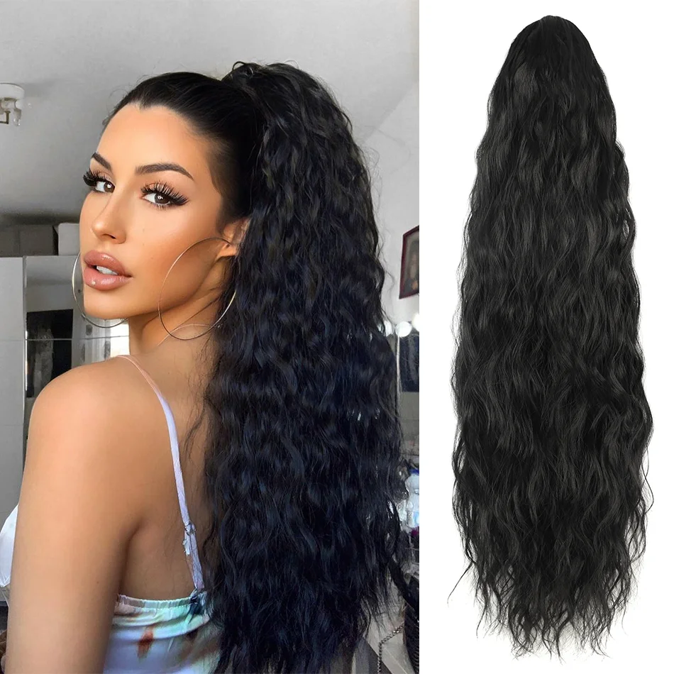26Inch-Curly-Wavy-Ponytail-Hair-Extension-Synthetic-Drawstring-Ponytail ...