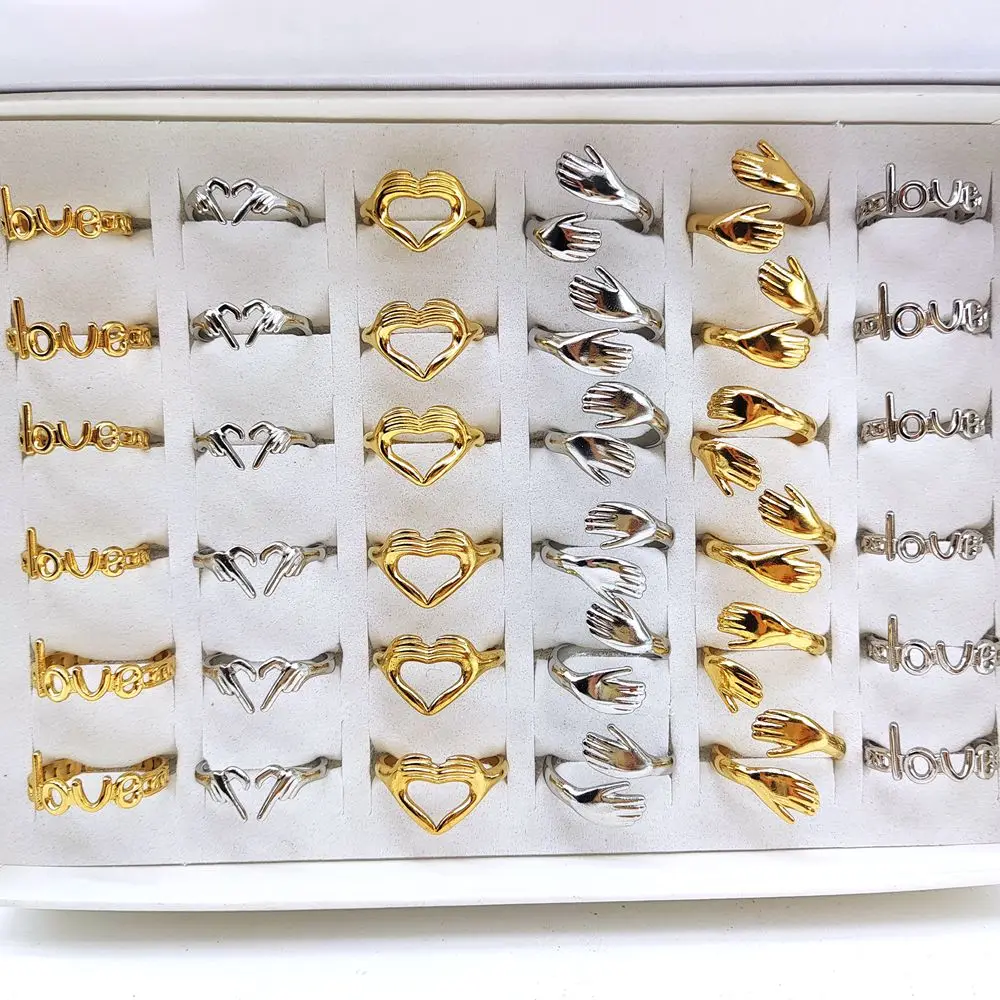 Stainless Steel Finger Heart Ring | Stainless Steel Jewelry | Hug Heart ...