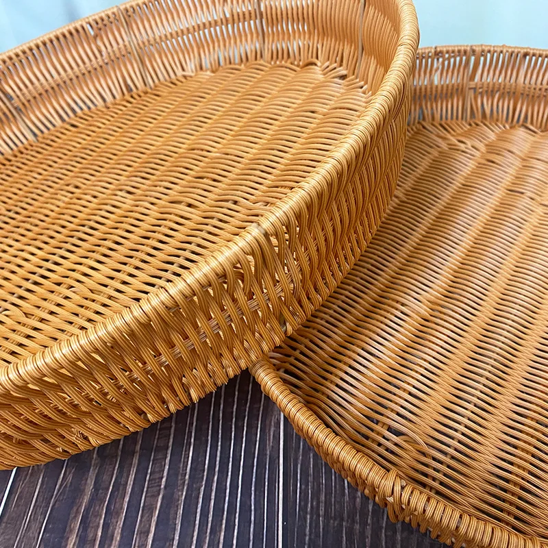 Imitation-Rattan-Woven-Tray-Household-Storage-Circular-Drying-Basket ...