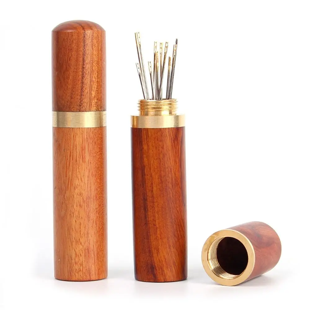 1Pc Wooden Sewing Needle Container Sandalwood Embroidery Needle Case ...