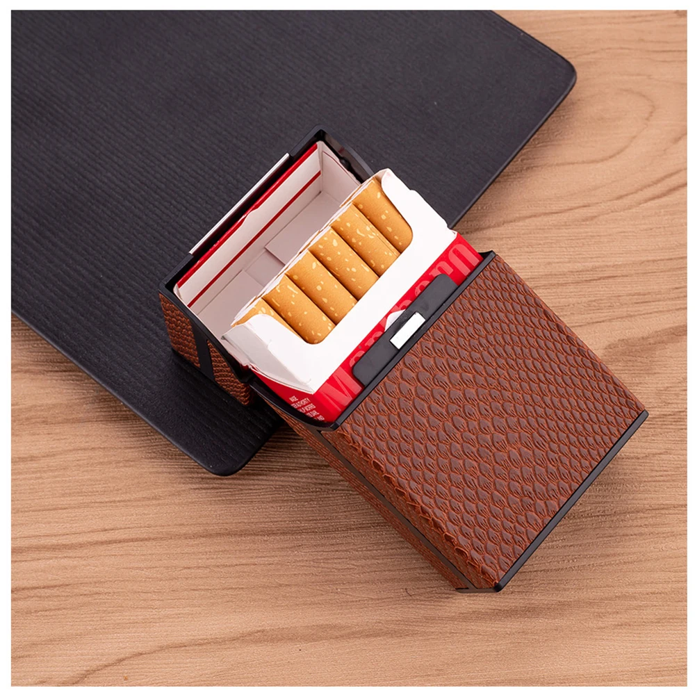 Noir - Boîte à cigarettes en cuir motif Crocodile, pour hommes et ...