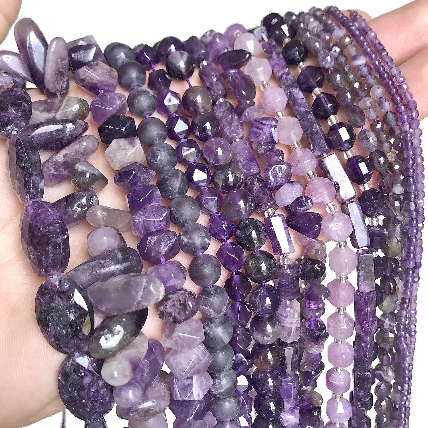 Faceted Natural Amethyst Stone Beads | Amethyst Beads Jewelry Making ...