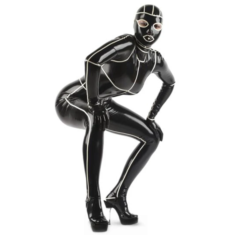 Sexy Erotic Lingerie Adult Latex Handmade Spliced Women Back Crotch