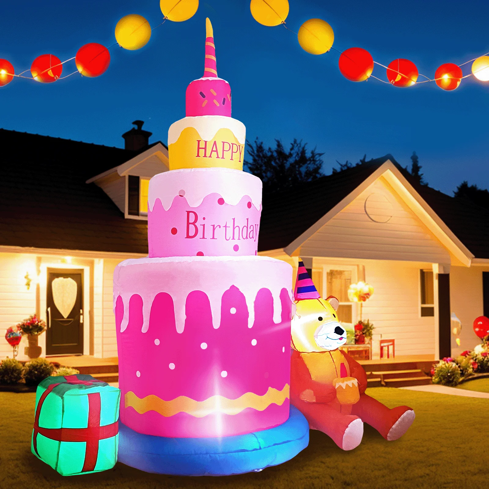 6FT-Happy-Birthday-Inflatable-Birthday-Cake-with-Teddy-Bear-Birthday ...