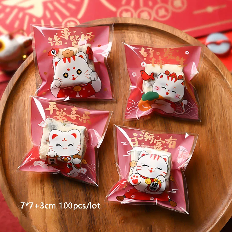Festive-Red-Frosted-Cute-Cartoon-Lucky-Cat-4in1-Party-Handmade-Candy ...