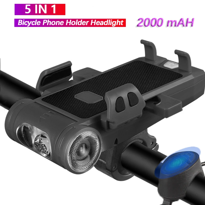 5 In1 Cycling Light Bike Cell Phone Holder Powerbank Speaker ...
