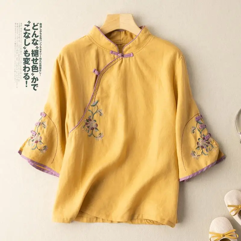 Chinese-Tang-Suit-Shirt-Cotton-Linen-Embroidery-Blouse-National-Style ...