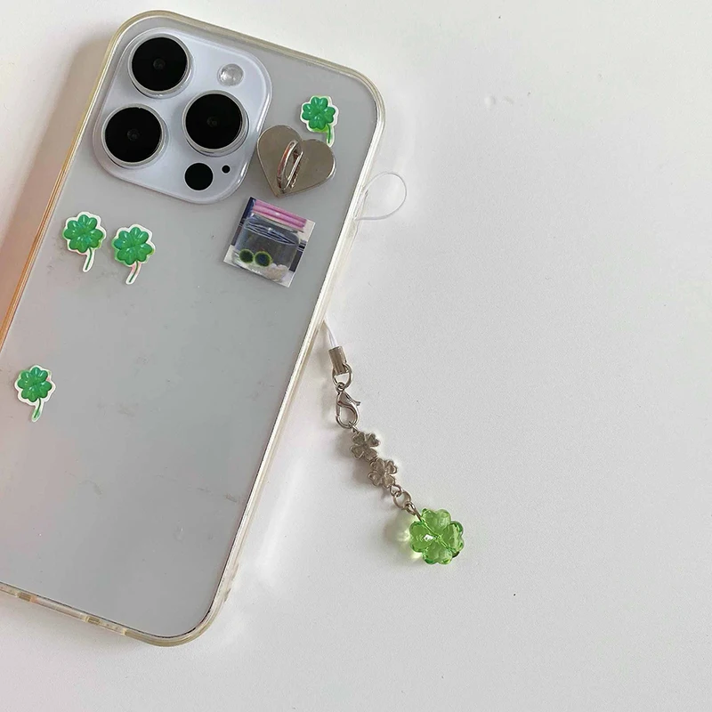 Handmade Beaded Phone Chain Four Leaf Clovers Cellphone Charm Colorful ...