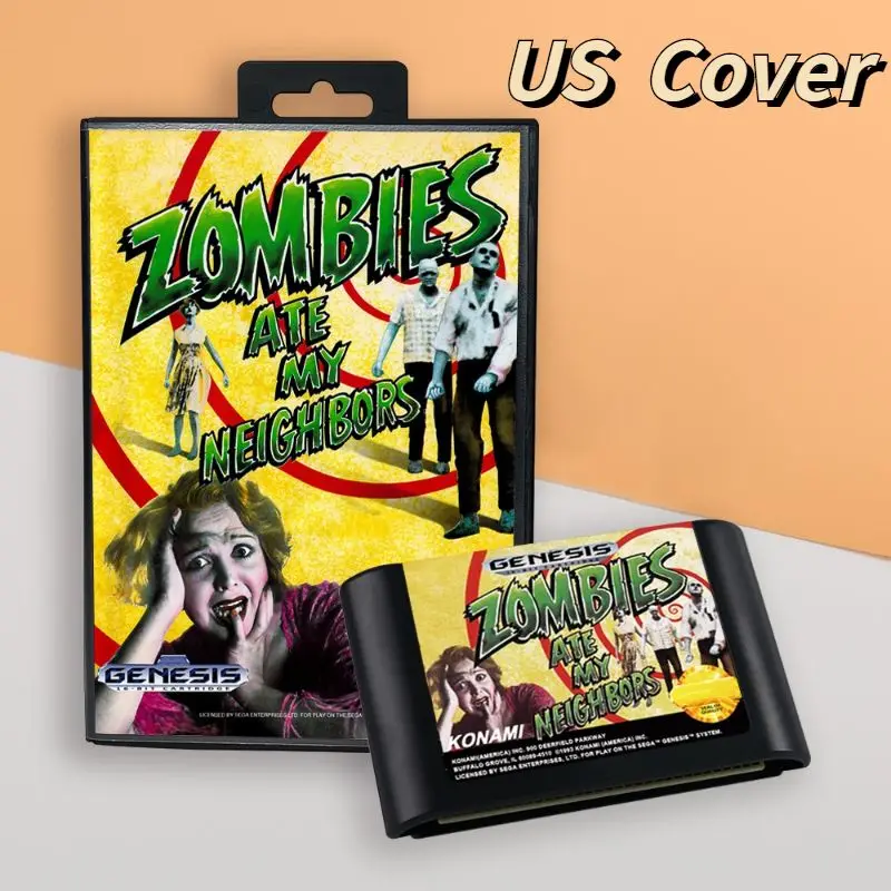 for Zombies Ate My Neighbors US Cover 16bit retro game cartridge for ...