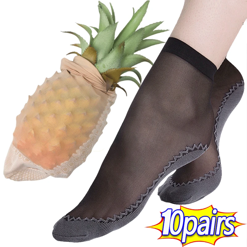 1-10Pairs-Spring-Summer-Women-Soft-Socks-Velvet-Silk-Stocking-Non-Slip ...